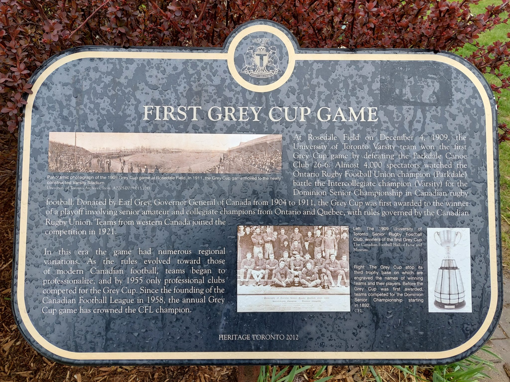 It All Began At Rosedale Field, The 1st CFL Grey Cup