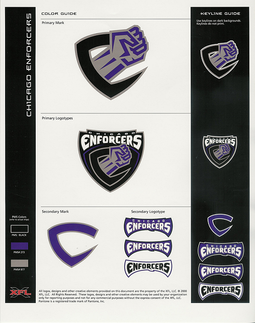List Of XFL Logos From Teams During The 2001 Season