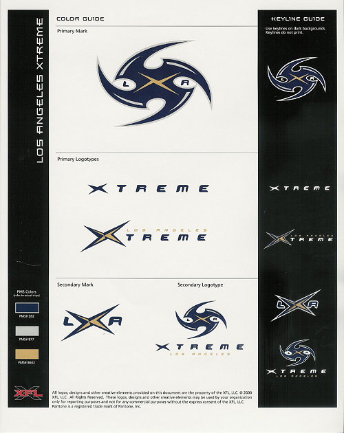 List Of XFL Logos From Teams During The 2001 Season
