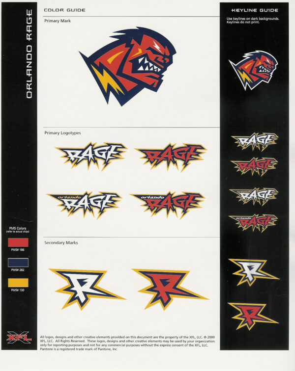 List Of XFL Logos From Teams During The 2001 Season