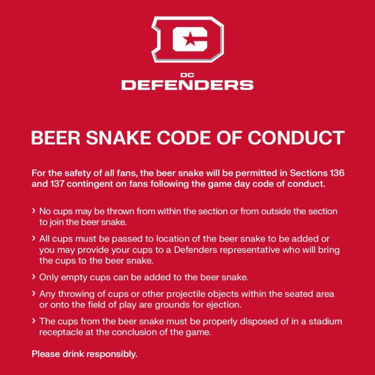 DC Defenders Beer Snake is Back, With Some Rules Fans Need To Follow
