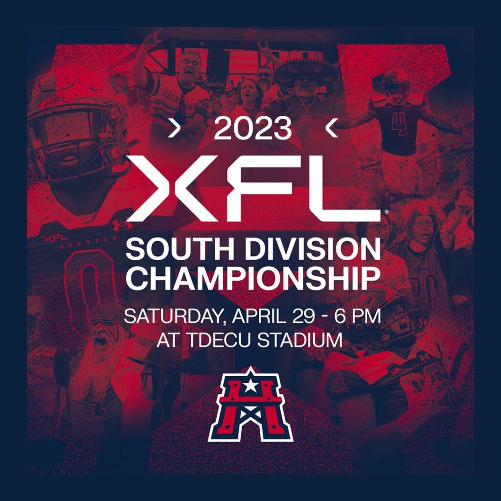 Houston Roughnecks XFL South Division Championship Game Tickets On Sale
