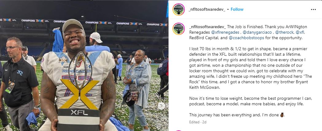 Renegades DL TJ Barnes Announces Retirement From Football